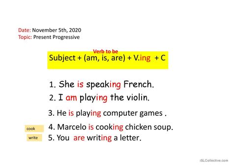 Present Progressive Grammar Guide English Esl Powerpoints