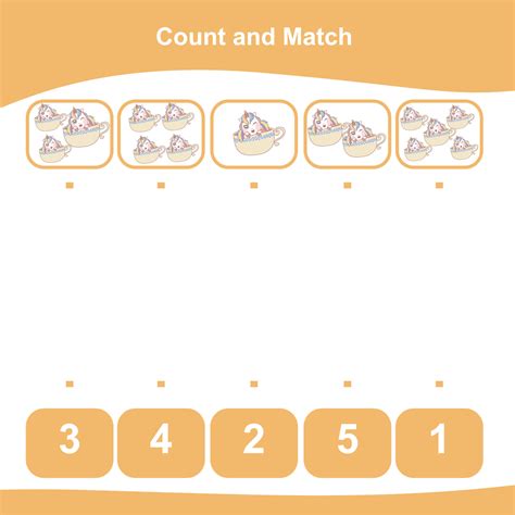 Mathematic Counting Worksheet Math Activity Count And Match Numbers