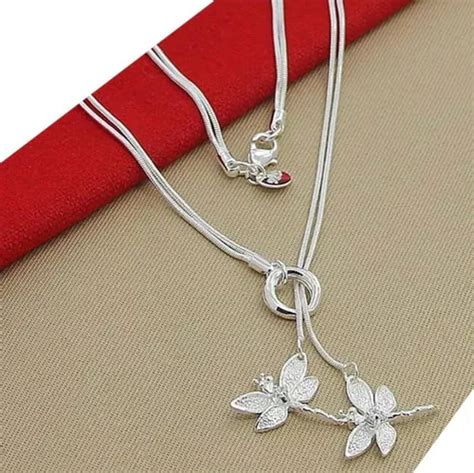 Collar Con Colgante Dos Libélulas Para Mujer De Plata Ley Meses sin