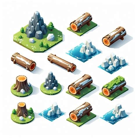 Premium Vector A Set Of Different Types Of Logs And Logs