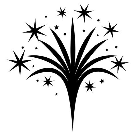 A Black And White Drawing Of A Plant With Stars And The Word Spik On It