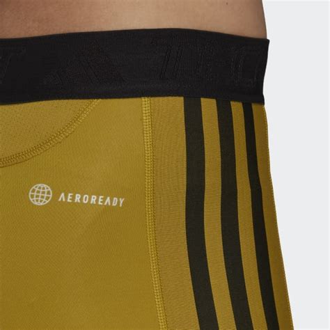 Adidas Techfit 3 Stripes Training Long Tights Green Mens Training