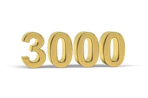 Golden 3d Number 3000 Year 3000 Isolated On White Background Stock