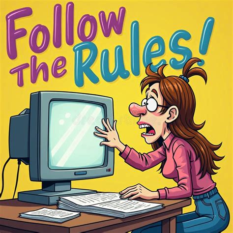 Computer Internet Cartoon Sign Follow Rule Law Legal Requirement