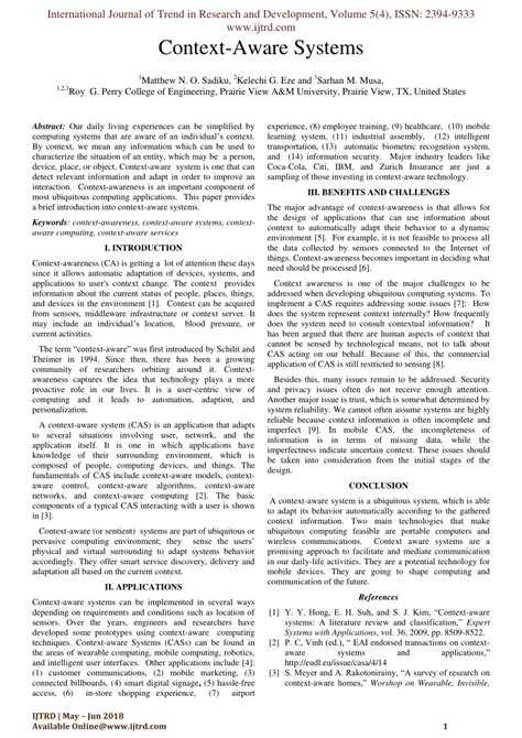 Pdf Context Aware Systems