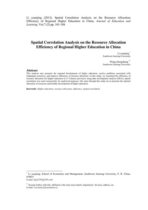 Pdf Spatial Correlation Analysis On The Resource Allocation