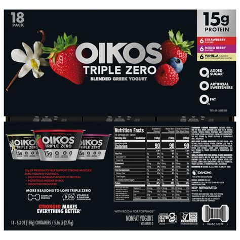 Oikos Triple Zero Yogurt Variety 18 5 3 Ounce Cups 13 49 At Costco