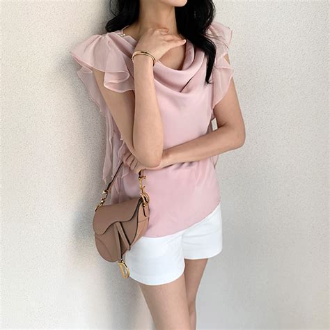 미나그램 모델라 진주 프릴블라우스