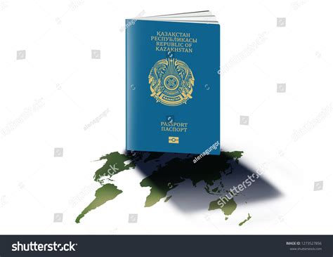 Kazakhstan Passport On World Map Illustration Stock Illustration