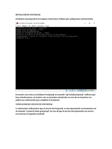 Instalamos El Postgresql En La Maquina Virtual Pdf Postgre Sql Programa De Computadora