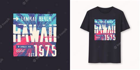 Premium Vector Hawaii Lanikai Beach Stylish Graphic Tee Vector Design