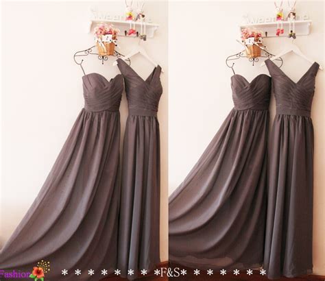 Charcoal Gray Bridesmaid Dresscustom Grey V Neck Modest Etsy
