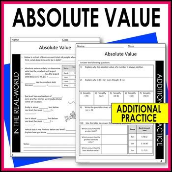 Absolute Value Guided Notes Introduction To Absolute Value TPT