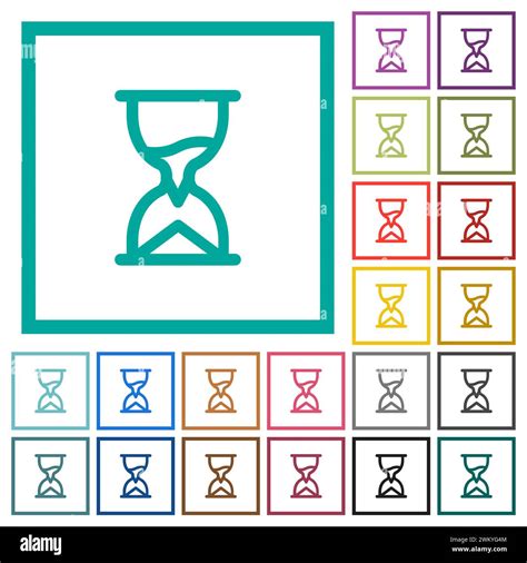 Sand Glass Outline Flat Color Icons With Quadrant Frames On White Background Stock Vector Image