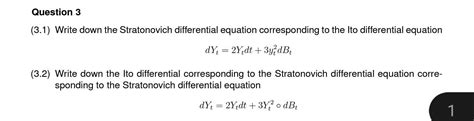 Solved 31 Write Down The Stratonovich Differential