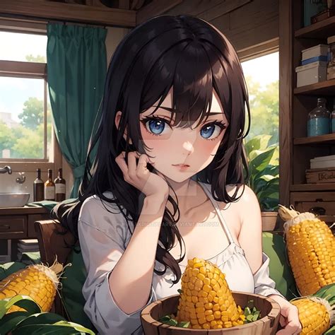 Anime Girl With Corn By Niknakdigitalart On Deviantart