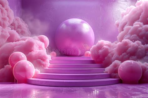 Artistic Purple Podium Stand For Product Display 3d Visualization In