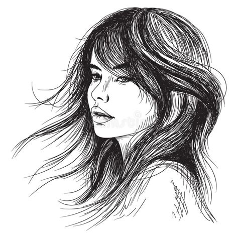 Black And White Female Portrait Stock Vector Illustration Of Design
