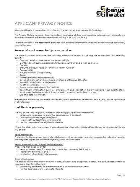 Applicant Privacy Notice Pdf Information Security Privacy
