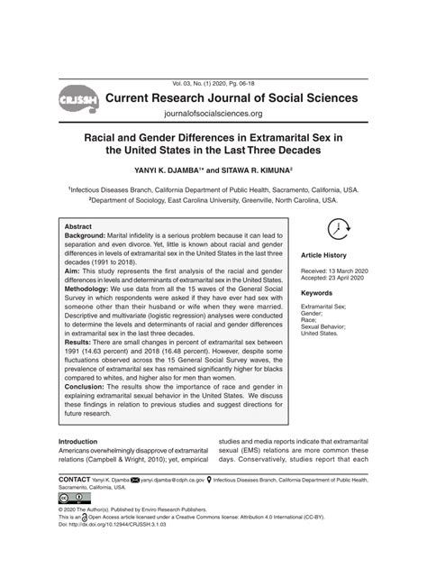 Pdf Extramarital Sex In The United States
