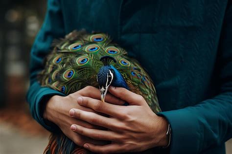 Premium Photo Hug Between A Person And Their Support Peacock