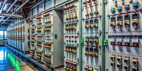 Closeup Of A Main Distribution Board In A Modern Industrial Electrical