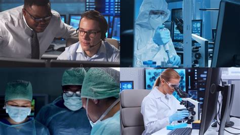 Scientists Lab Equipment And Microscopes In Biomedical Innovations And