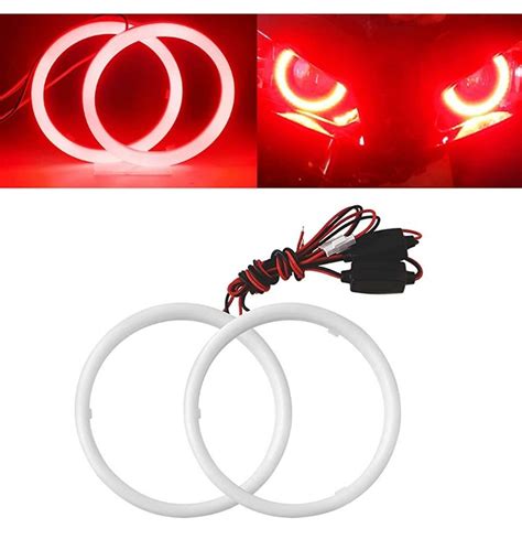 Qasim Led 1쌍 레드 87smd 120mm Cob 헤일로 링 자동차 모터 엔젤 아이 Drl 안개등 헤 티몬