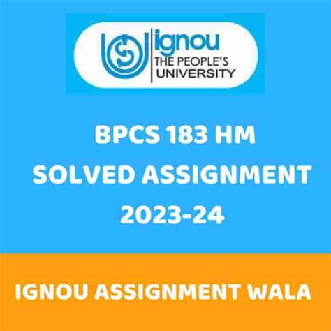 IGNOU BPCS HINDI SOLVED ASSIGNMENT IGNOU Assignment Wala