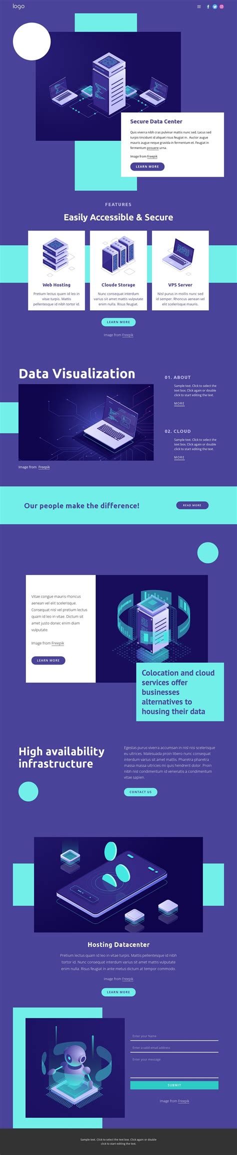 data center security solutions css template by nicepage
