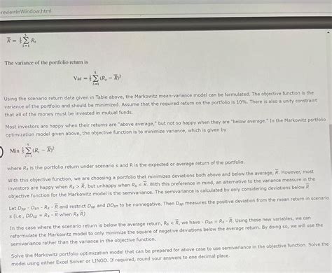 Solved Ebook Problem 12 23 Markowitz Portfolio Optimization