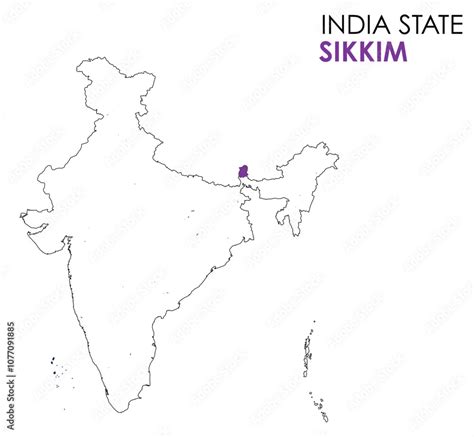 Sikkim Map Of Indian State Sikkim Map Vector Illustration Sikkim Vector Map On White