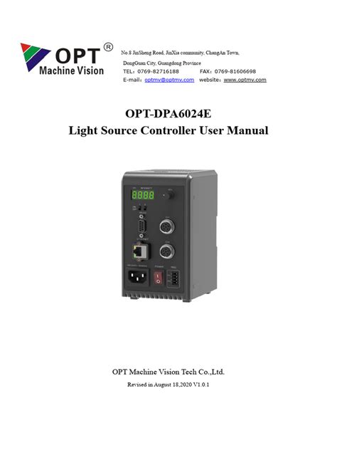Opt Dpa6024elightsourcecontrollerusermanualv1 0 3 Pdf