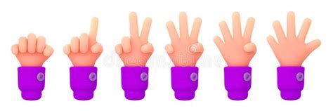 3d Render Count Fingers Set Of Hands Counting Stock Illustration Illustration Of Counting
