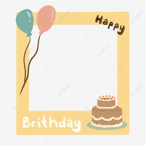 케이크와 풍선이 있는 폴라로이드 사진 프레임 생일 축하합니다 폴라로이드 생신 프레임 Png 일러스트 및 Psd 이미지 무료 다운로드 Pngtree