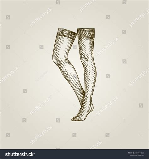 Hand Drawn Womens Stockings Sketch Symbol Stock Vector Royalty Free
