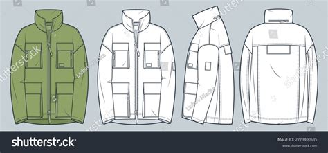 Unisex Jacket Technical Fashion Illustration Parka Stock Vector