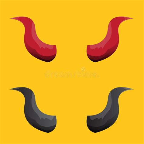 Vector Red And Black Devil Demon Satan Horns Isolated On Orange