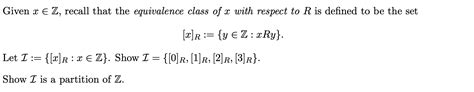 Solved Let R Be The Relation On Z Defined By The Following
