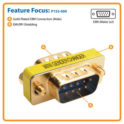 Tripp Lite Comapct Gold DB9 Gender Changer Adapter Connector DB9 M M Serial Gender Changer