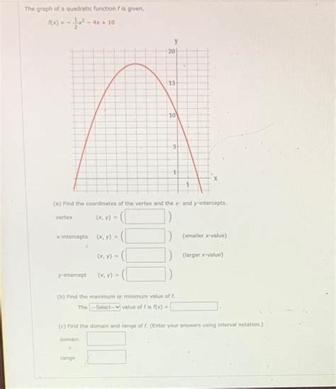 Solved Help The Graph Of A Quadratic Function F Is