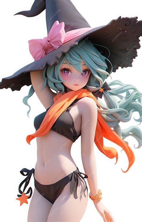 Premium Ai Image Cute Cartoon Witch In Bikini Isolated On White