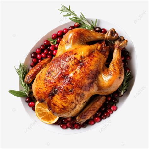 크리스마스 추수 감사절 음식 크랜베리와 허브를 곁들인 구운 구운 닭고기 구운 닭고기 Png 일러스트 및 이미지 에 대한 무료 다운로드 Pngtree