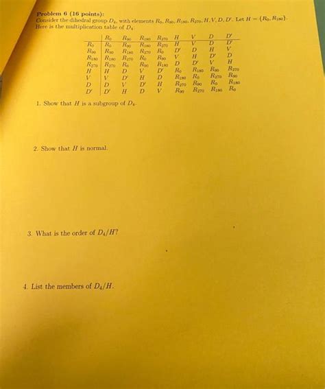 solved problem 6 16 points consider the dihedral group
