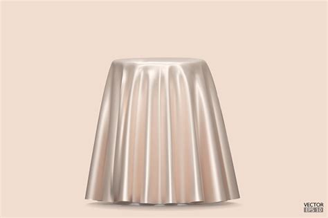 연단은 베이지색 배경에 격리된 금색 실크 조각으로 덮여 있습니다 베이지색 천으로 덮인 현실적인 상자 제품 화장품 프리젠테이션을 위한 연단 창조적 인 모형 3d 벡터