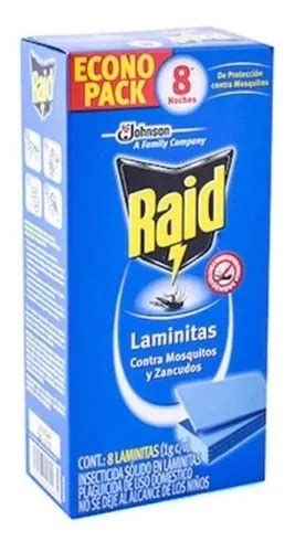 Raid Laminitas Insecticida Mosquitos Y Zancudos 8 Piezas