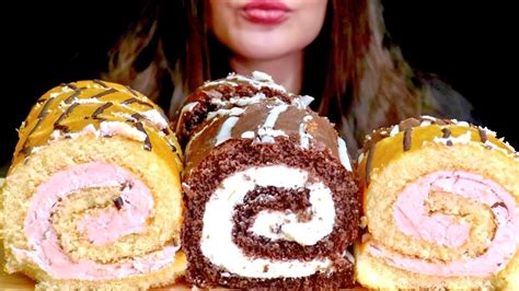 Asmr Roll Cakes Mukbang Eating Sounds Youtube