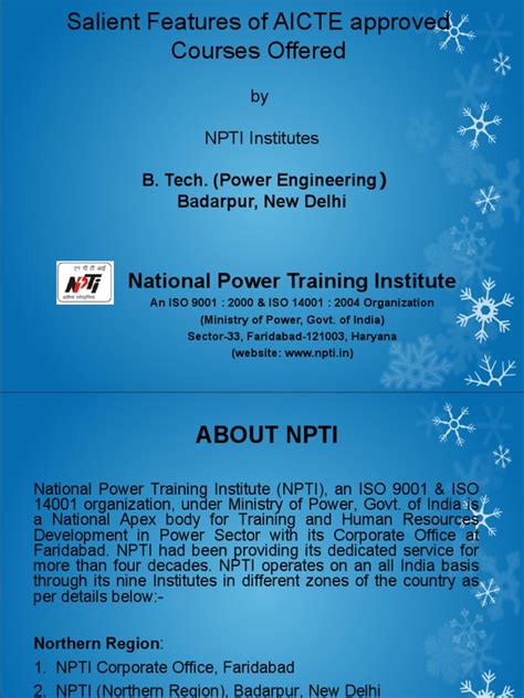 Salient Features Of Aicte At Npti Badarpur Pdf