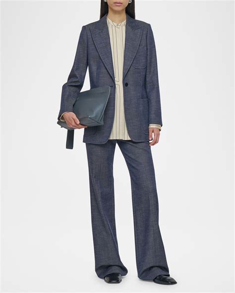 Joseph Cassini Single Button Denim Jacket Neiman Marcus