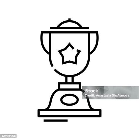 대회 컵 라인 아이콘 컨셉 기호 윤곽 벡터 일러스트 선형 기호 1위에 대한 스톡 벡터 아트 및 기타 이미지 1위 개체 그룹
